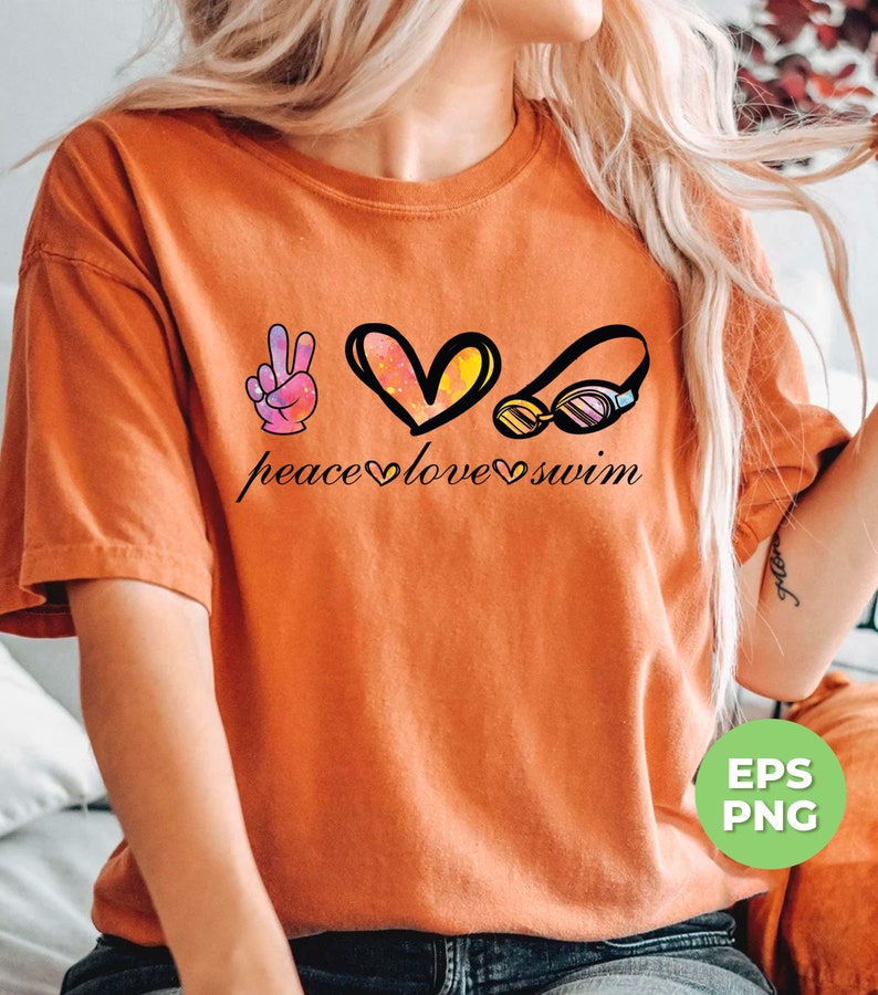 Peace Love Swim Png, Swimmer Gift Png, Swimming Lover Png, Gift for Him ...