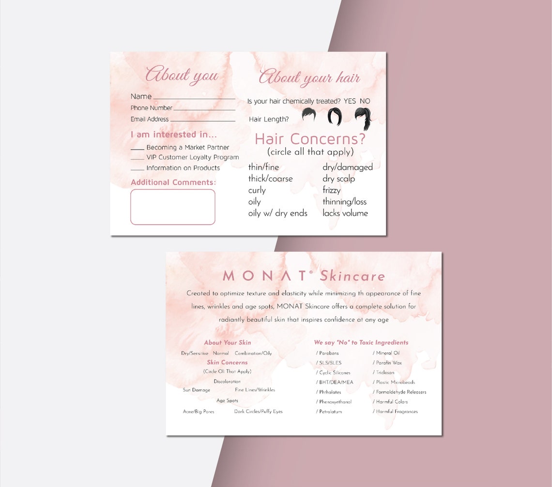 Pink Watercolor Monat Card, Personalized Monat Business Card, Modern ...