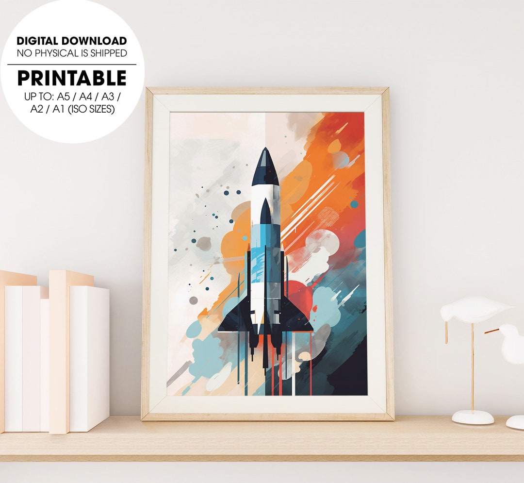 A Rocket Launching Into Space Poster, Captured in the Abstract Painting ...