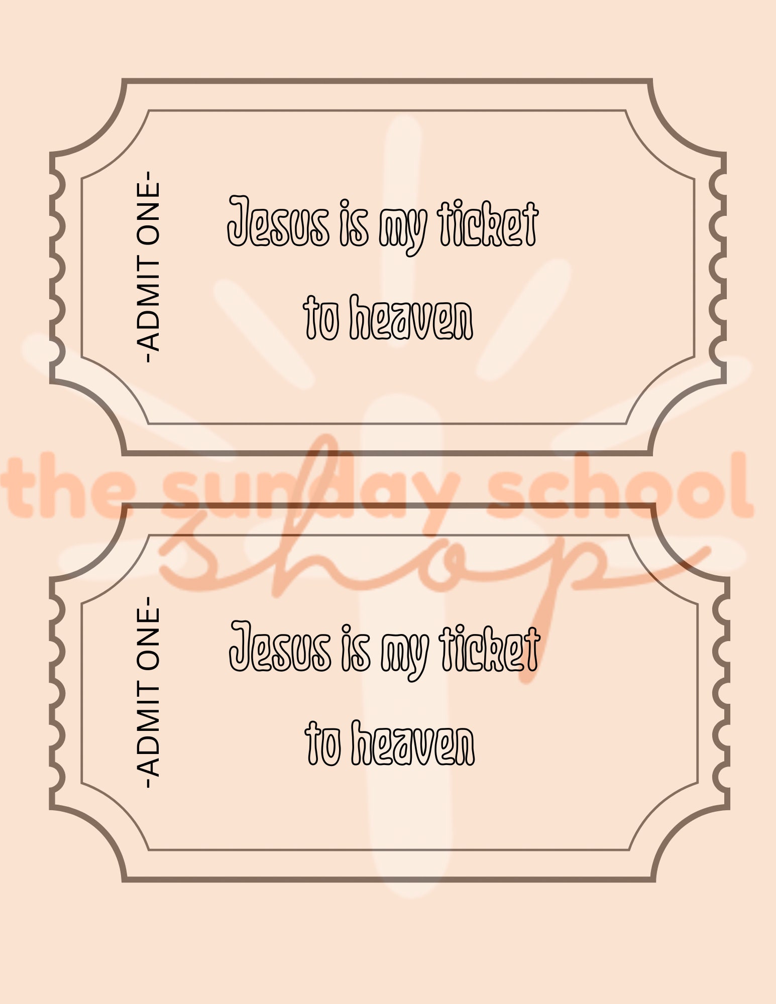 Jesus is My Ticket to Heaven Ticket Template - Etsy