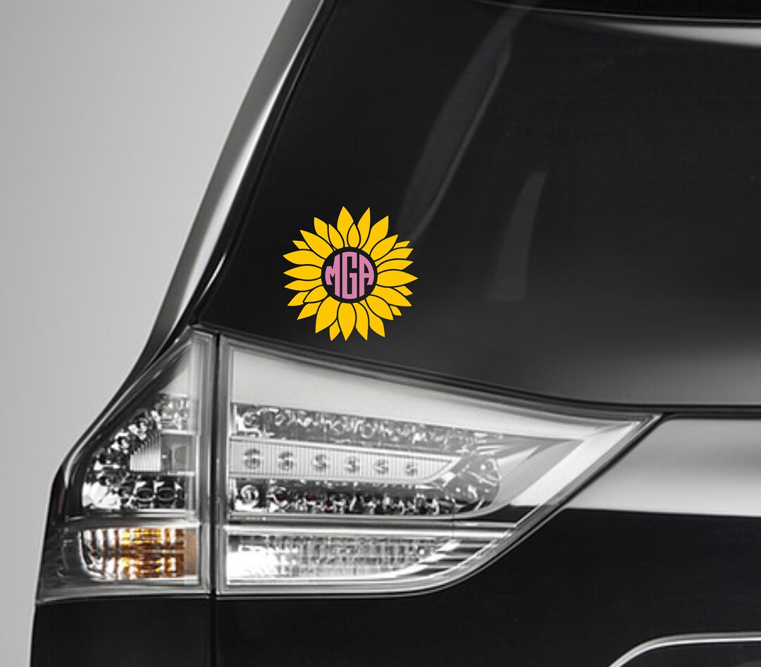 Sunflower Monogram Name Decal•sunflower Sticker•sunflower Car Decal ...