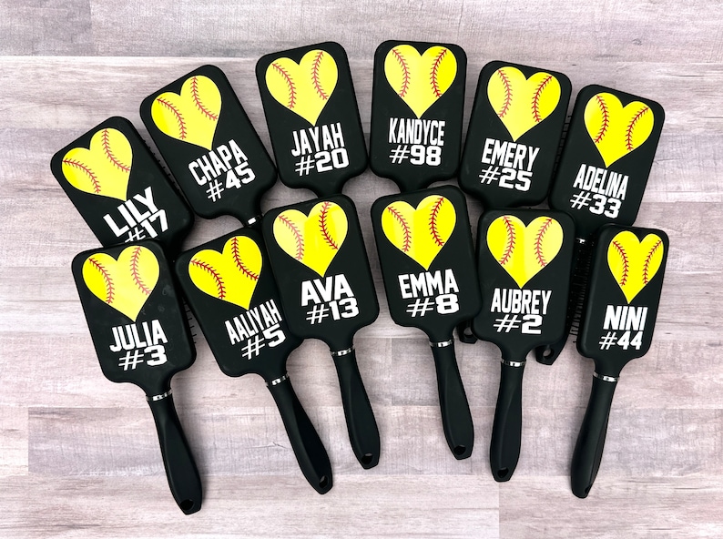 Personalized Softball Hairbrush•softball Team Gifts•softball Gift ...