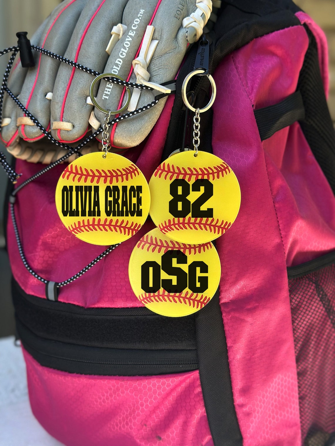 Personalized Softball Team Keychain•kid Team Backpack Number Tag ...