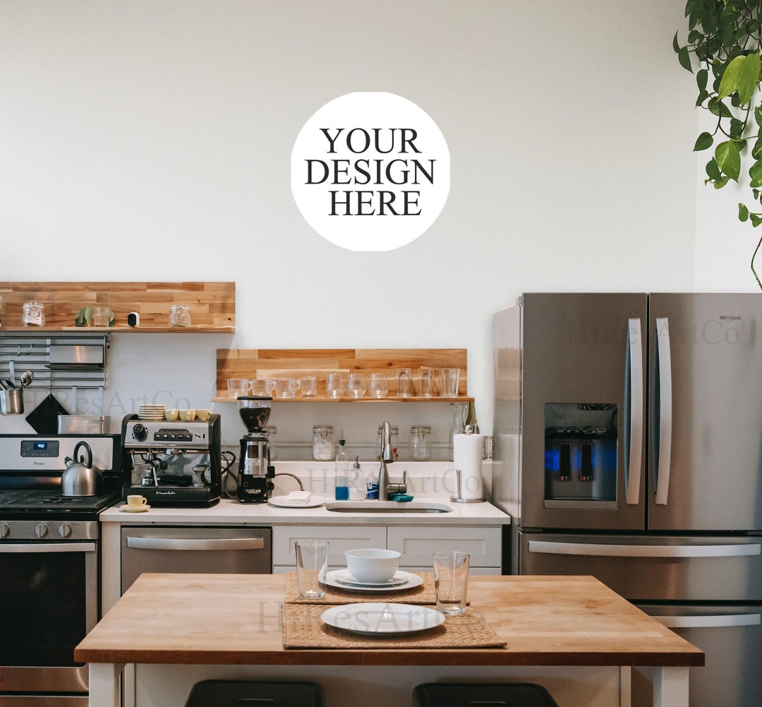 Downloadable Modern Kitchen Art or Wallpaper Mockup, Styled Stock Photo ...
