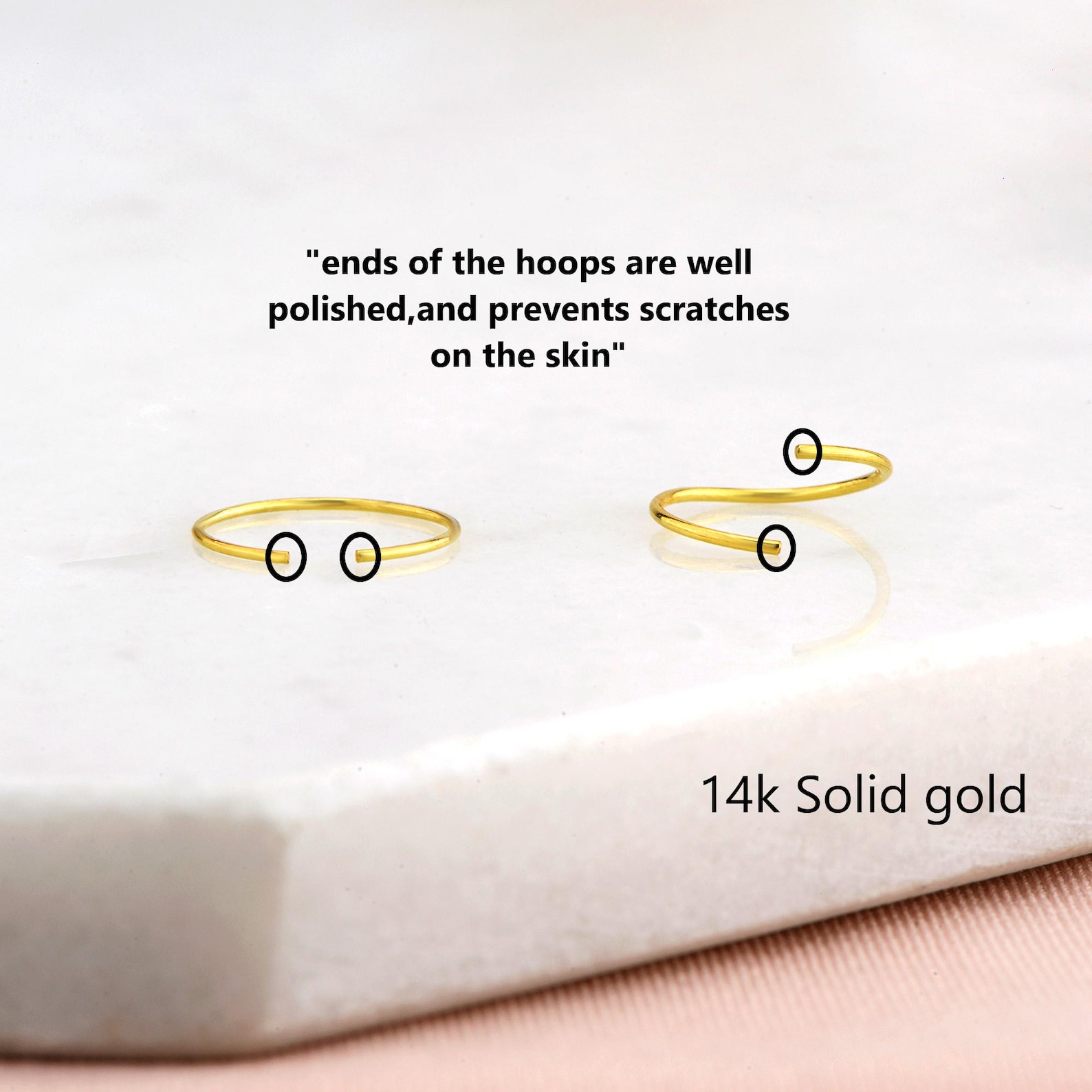 Solid 14k Gold Hoop Earring: Handmade Tragus, Cartilage, Nose Ring - Etsy