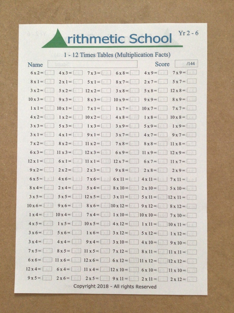 12 Times Tables Tests These Worksheets Promote Rapid Recall of the ...