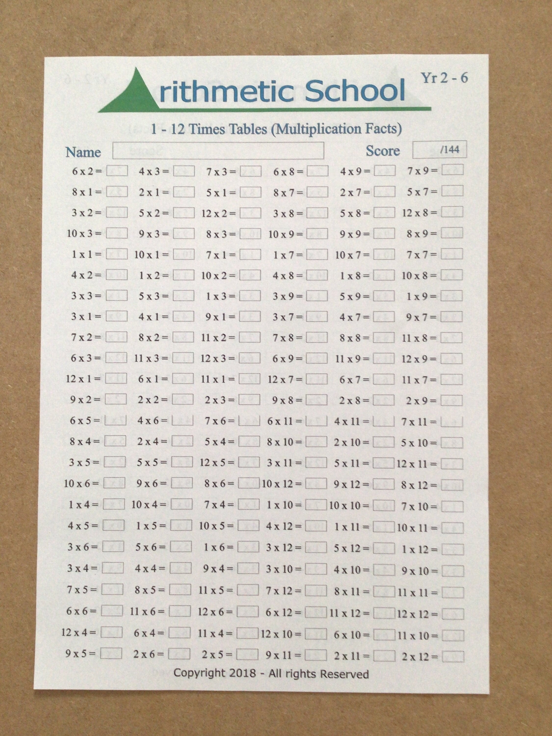 Times Tables Multiplication Worksheets Promote Rapid Recall of the ...