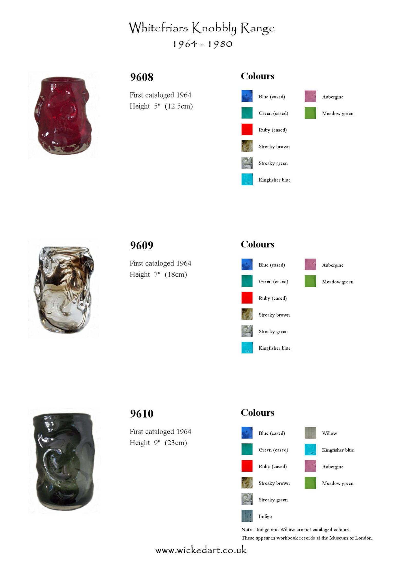 Whitefriars Catalogue for Glass Identification of Wilson and Dyer's ...