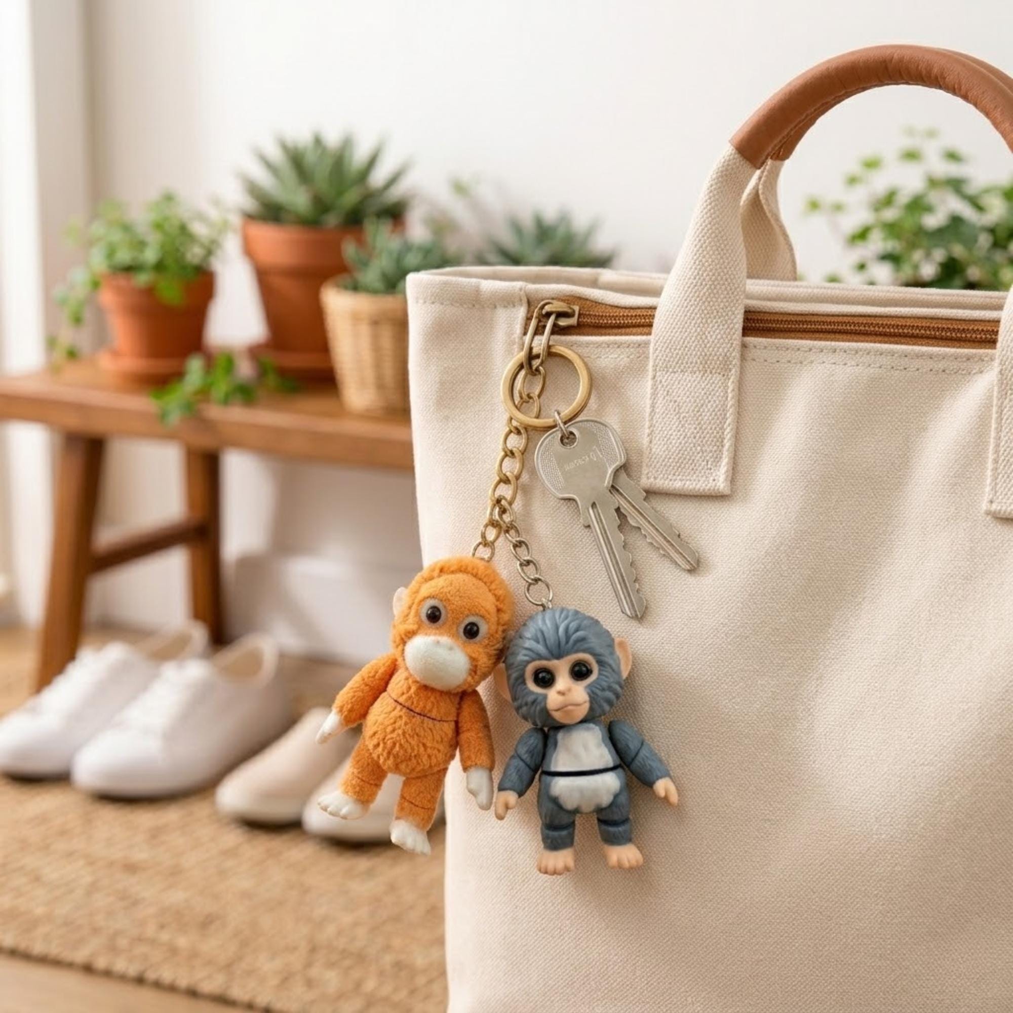 Viral Punch Monkey Keychain, 3D Printed Baby Monkey With Plush Toy ...