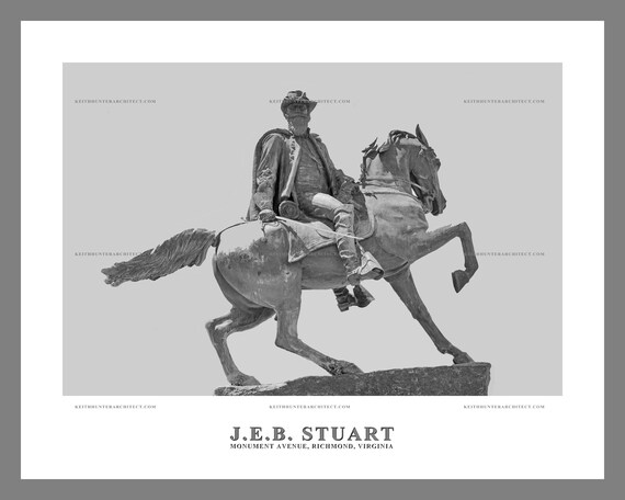 J.E.B. Stuart Statue Monument Avenue Richmond VA 22x28 - Etsy