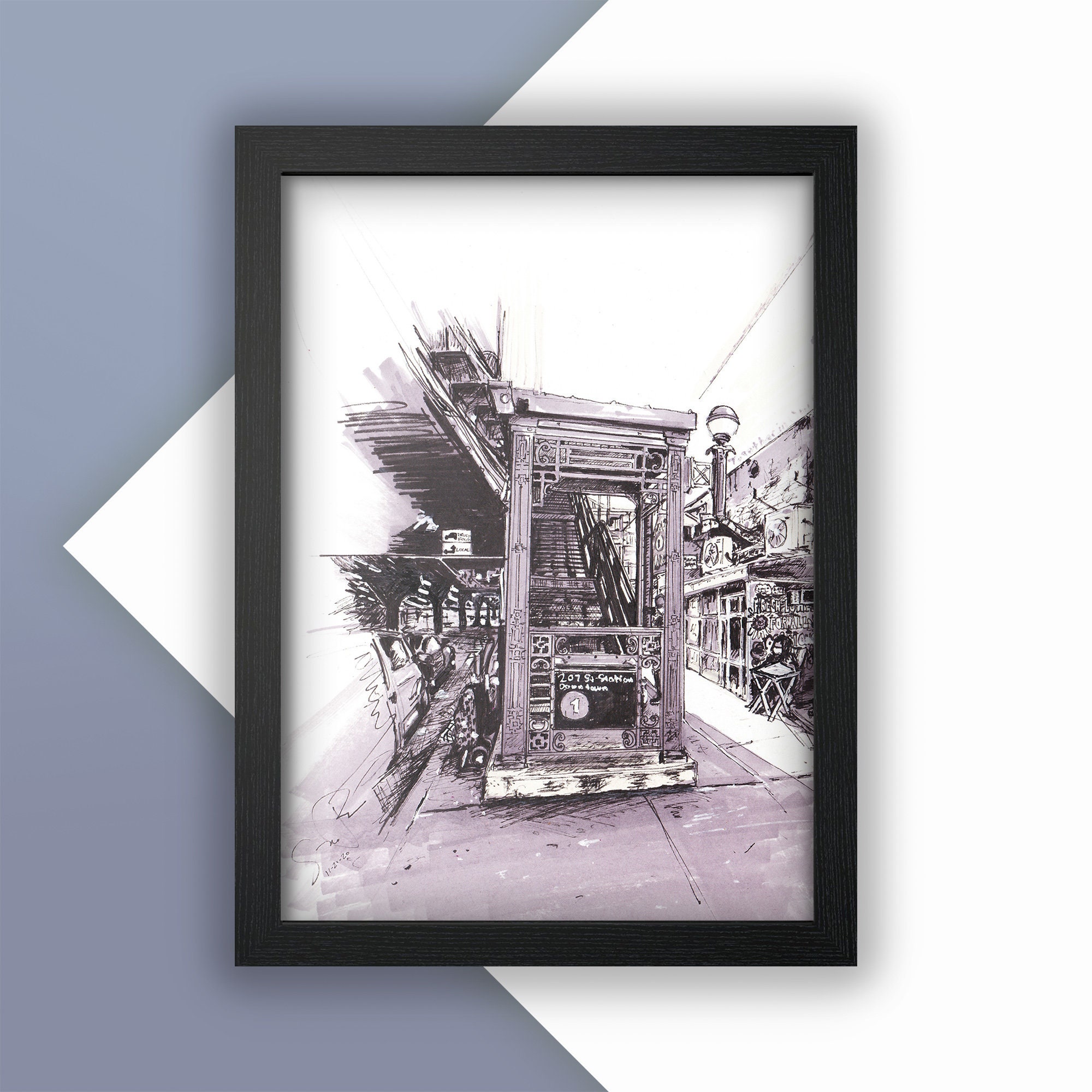 207th St. 1 Train Station Entrance Inwood, NYC - Giclée Fine Art Print ...