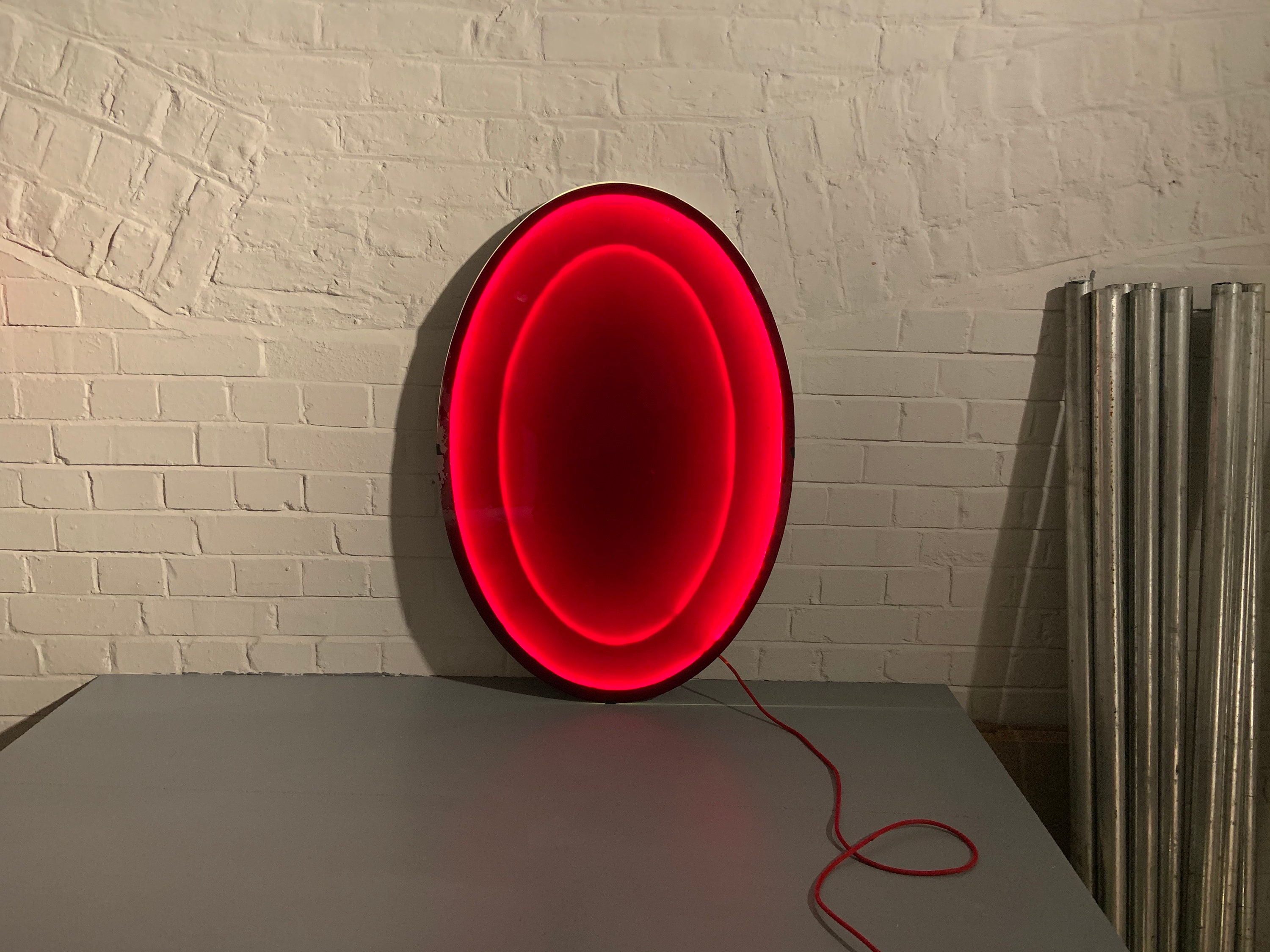 Artistic Oval Feature Light in Red Back Lit by LED - Etsy UK