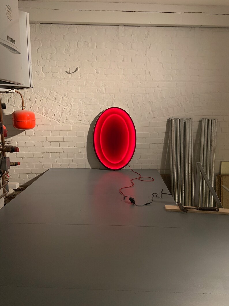 Artistic Oval Feature Light in Red Back Lit by LED - Etsy UK