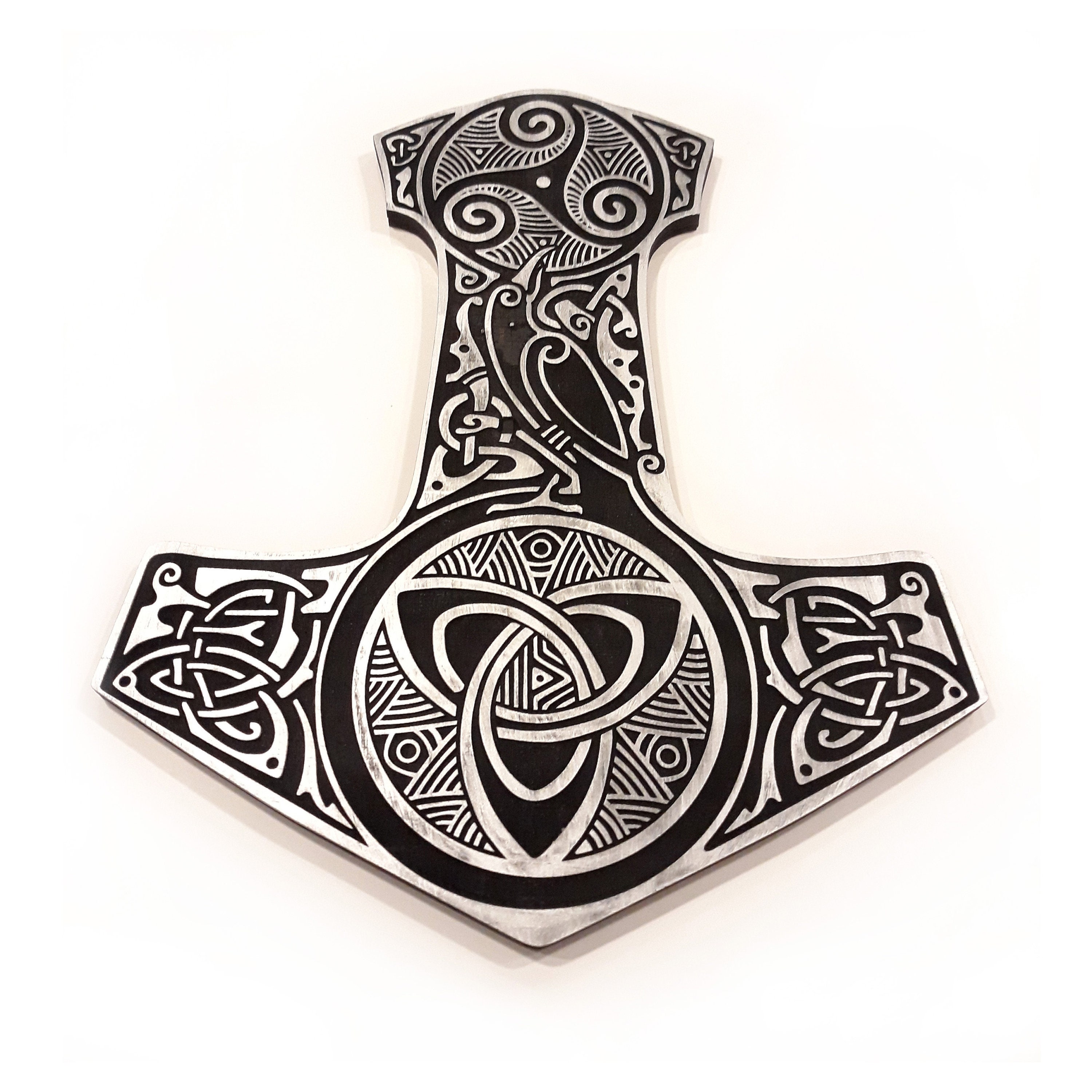 Mjolnir Etched Wood Large laser engraved decoration with | Etsy