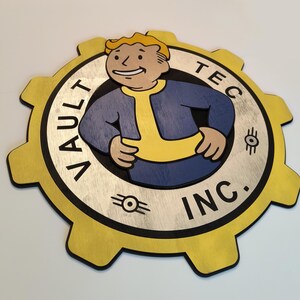 Vault Tec Logo - Fallout 4 Vault Boy - Wood Wall Decoration - Etsy