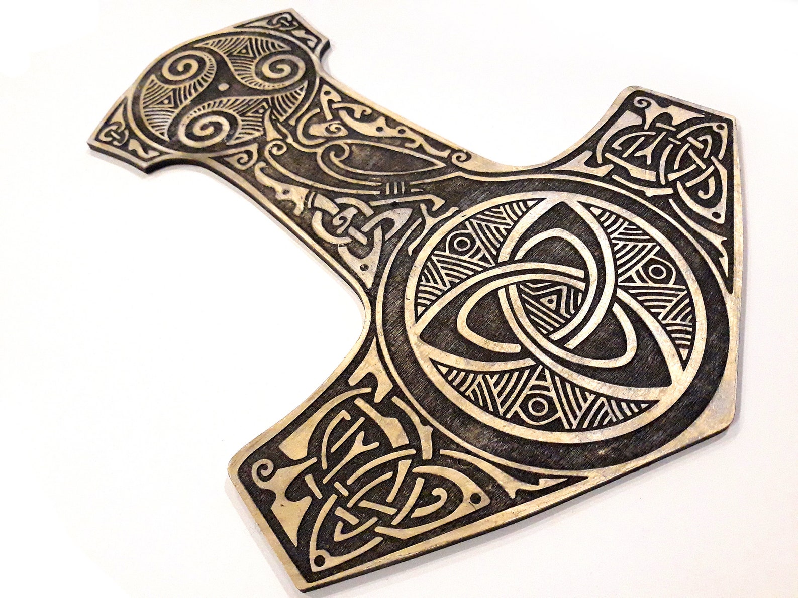 Mjolnir Etched Wood Large laser engraved decoration with | Etsy