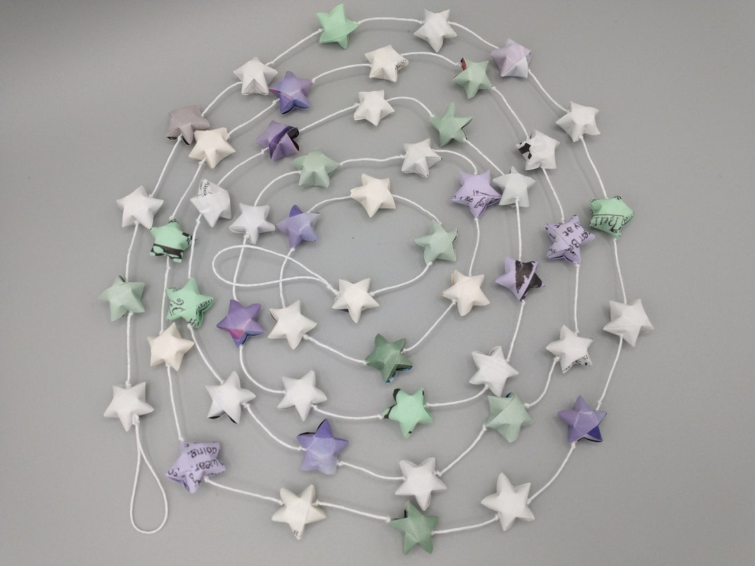 Origami Lucky Star Garland White Lavender and Mint Green - Etsy