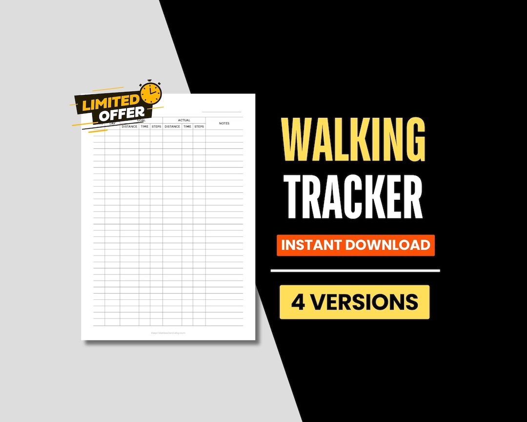 Walking Log and Steps Tracker | Digital Download | Fillable and ...