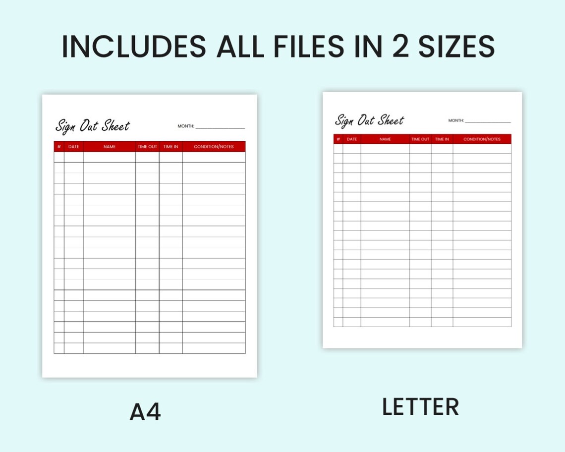 Equipment Sign Out Sheet Template - Etsy