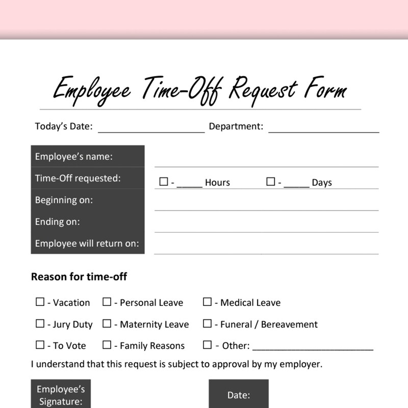 Employee Time off Request Form - Etsy