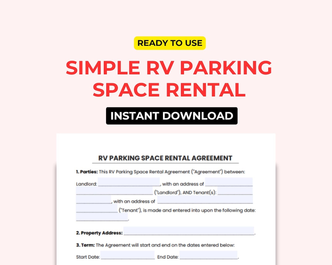 Simple RV Parking Space Rental Agreement Template - Etsy
