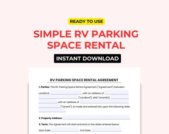 RV Parking Space Rental Agreement Template-pdf Download Version 2 - Etsy