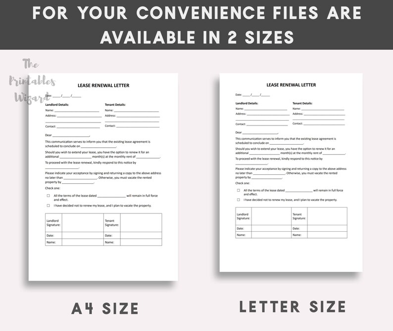 Lease Renewal Letter Template - Printable Form and Editable Agreement ...
