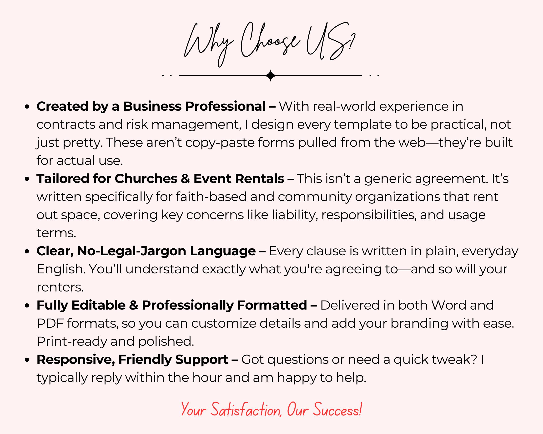 Church Rental Agreement Template (2 Versions) – Editable MS Word Form ...