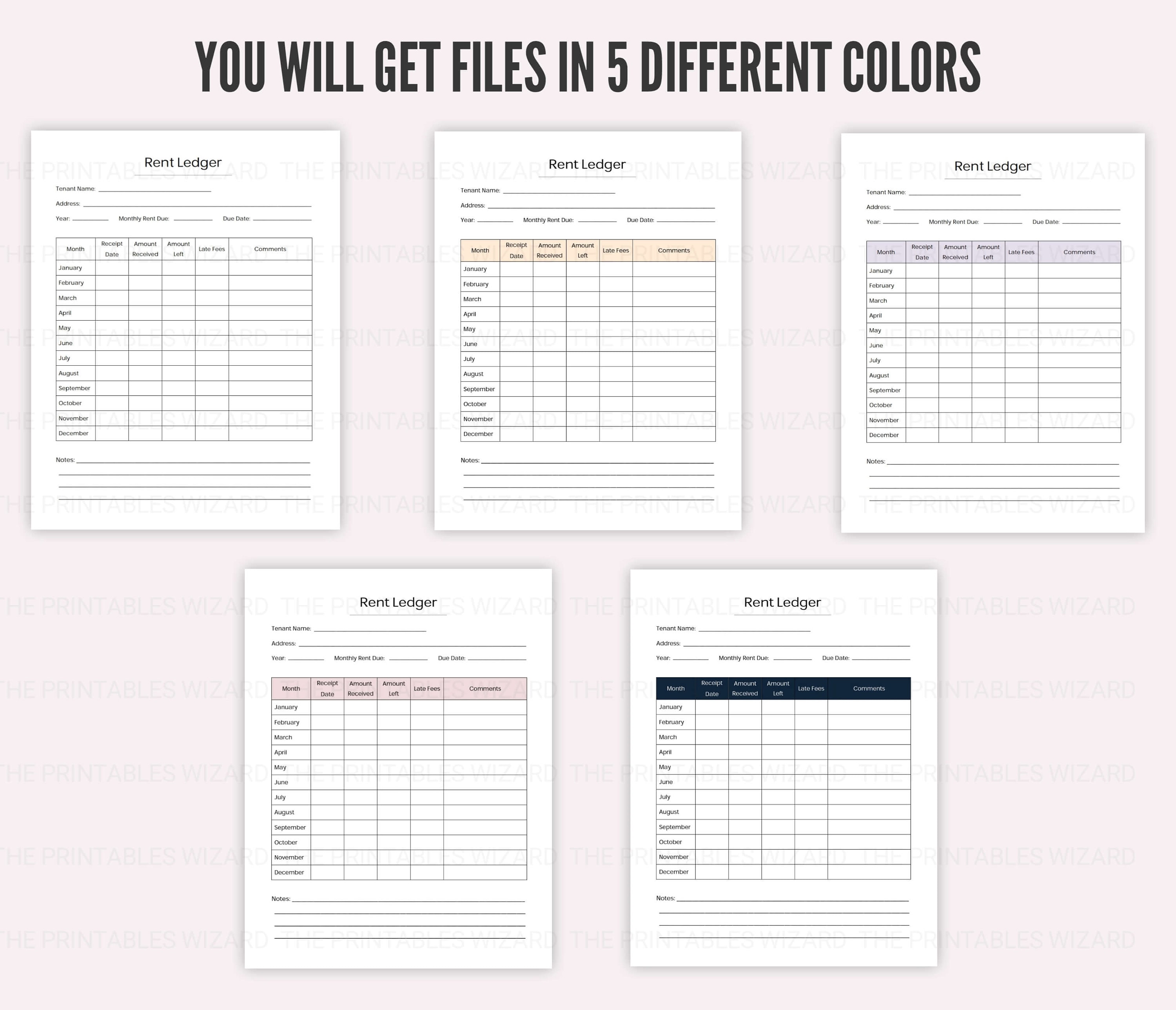 Simple One Page Rent Ledger Template PDF - Etsy