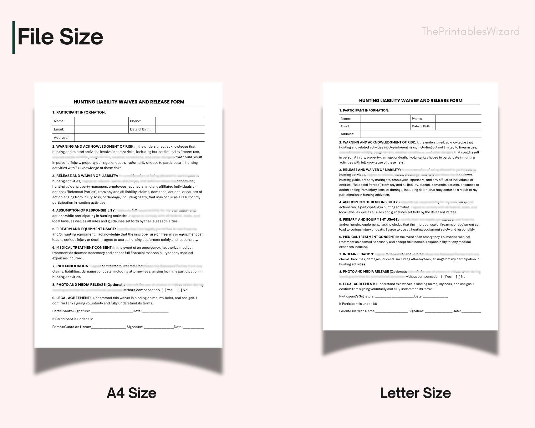 Editable Hunting Liability Waiver and Release Template, Hunt Club ...