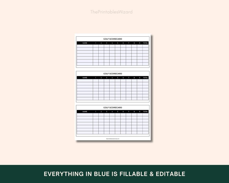 Best Golf Scorecard Template | Printable, Fillable and Editable PDF - Etsy