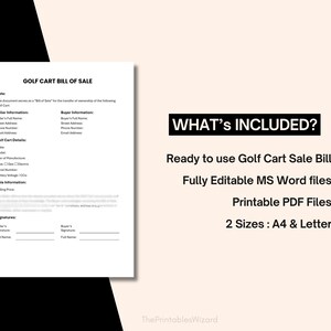 Editable Golf Cart Bill of Sale Template | Printable PDF & Word | Easy ...
