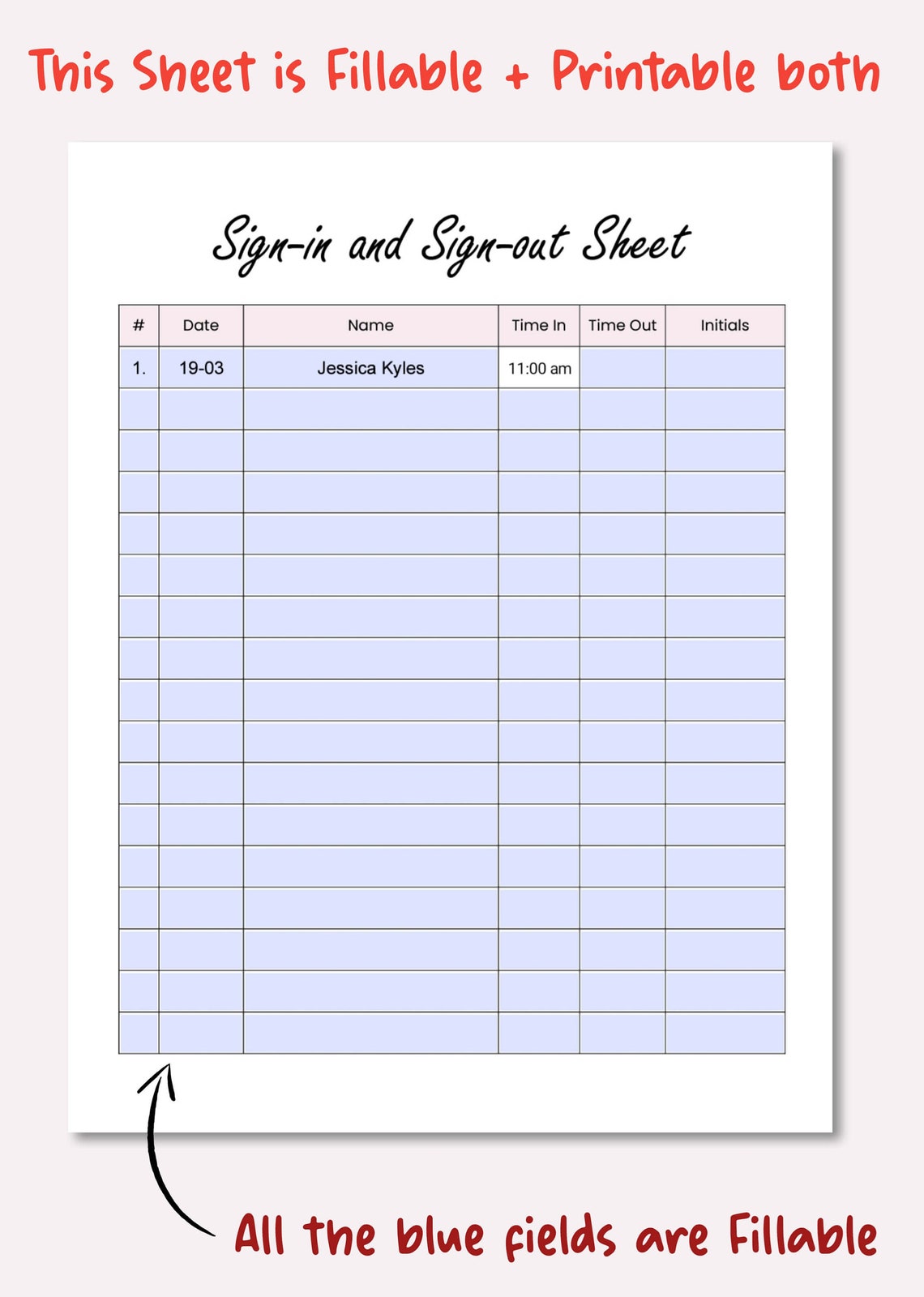 Sign in Sign Out Sheet Template - Printable Sign in and Sign Out Sheet ...