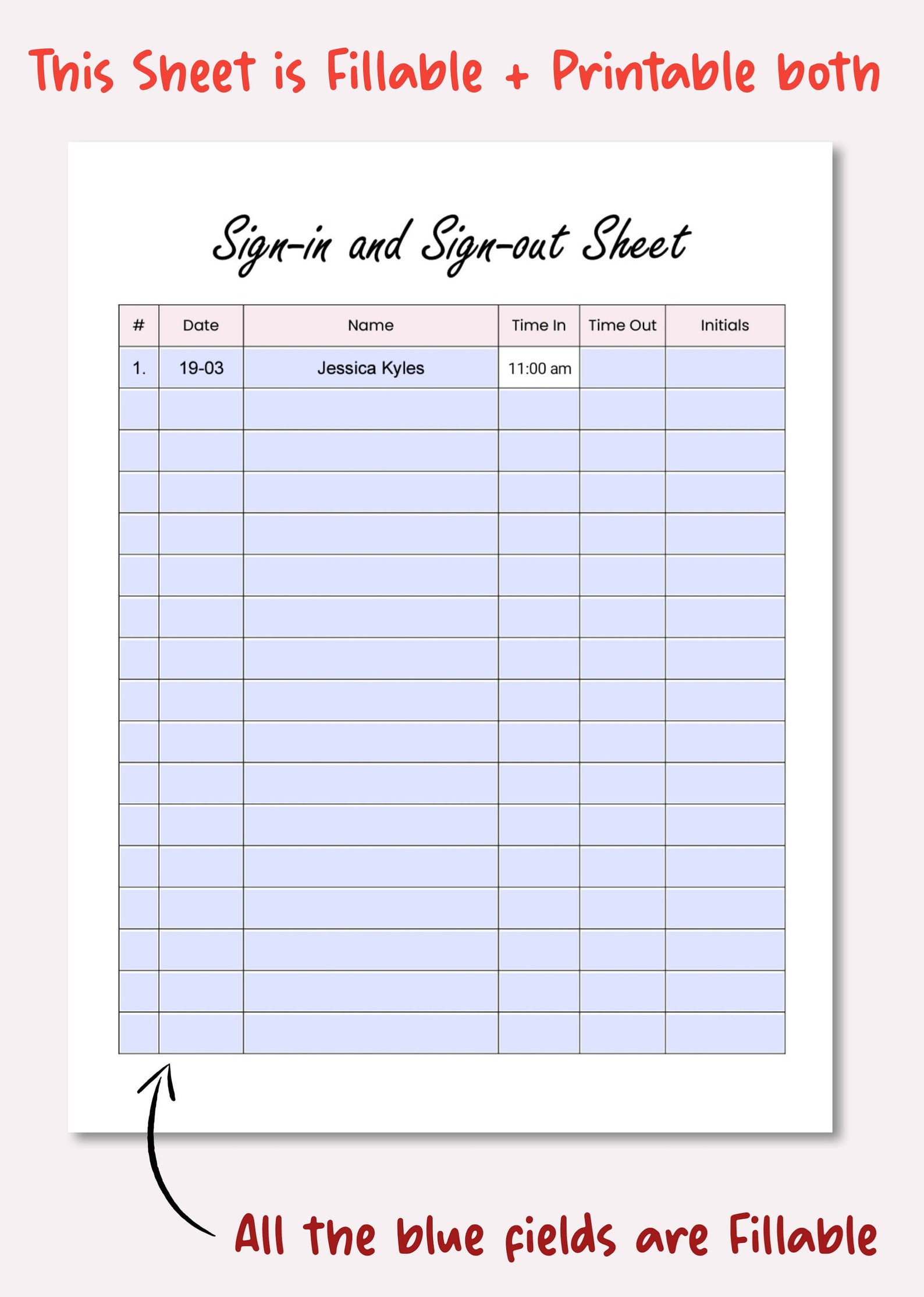 Sign in Sign Out Sheet Template - Printable Sign in and Sign Out Sheet ...