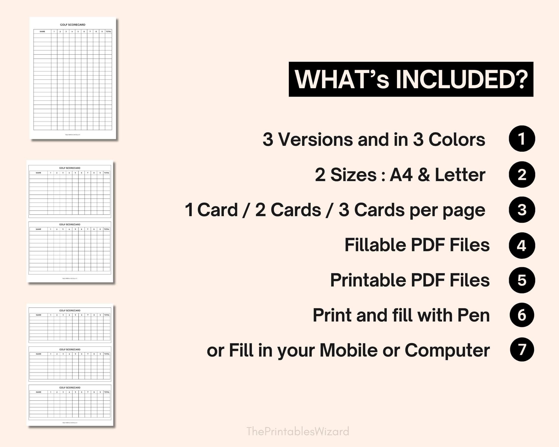 Best Golf Scorecard Template | Printable, Fillable and Editable PDF - Etsy