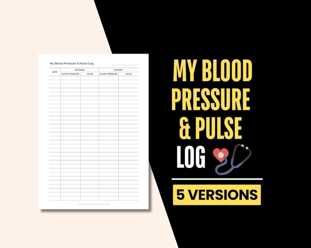 Simple Blood Pressure and Pulse Log | Fillable and Printable PDF - Etsy