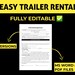 Trailer Rental Agreement Template. Printable PDF Lease / Editable and ...
