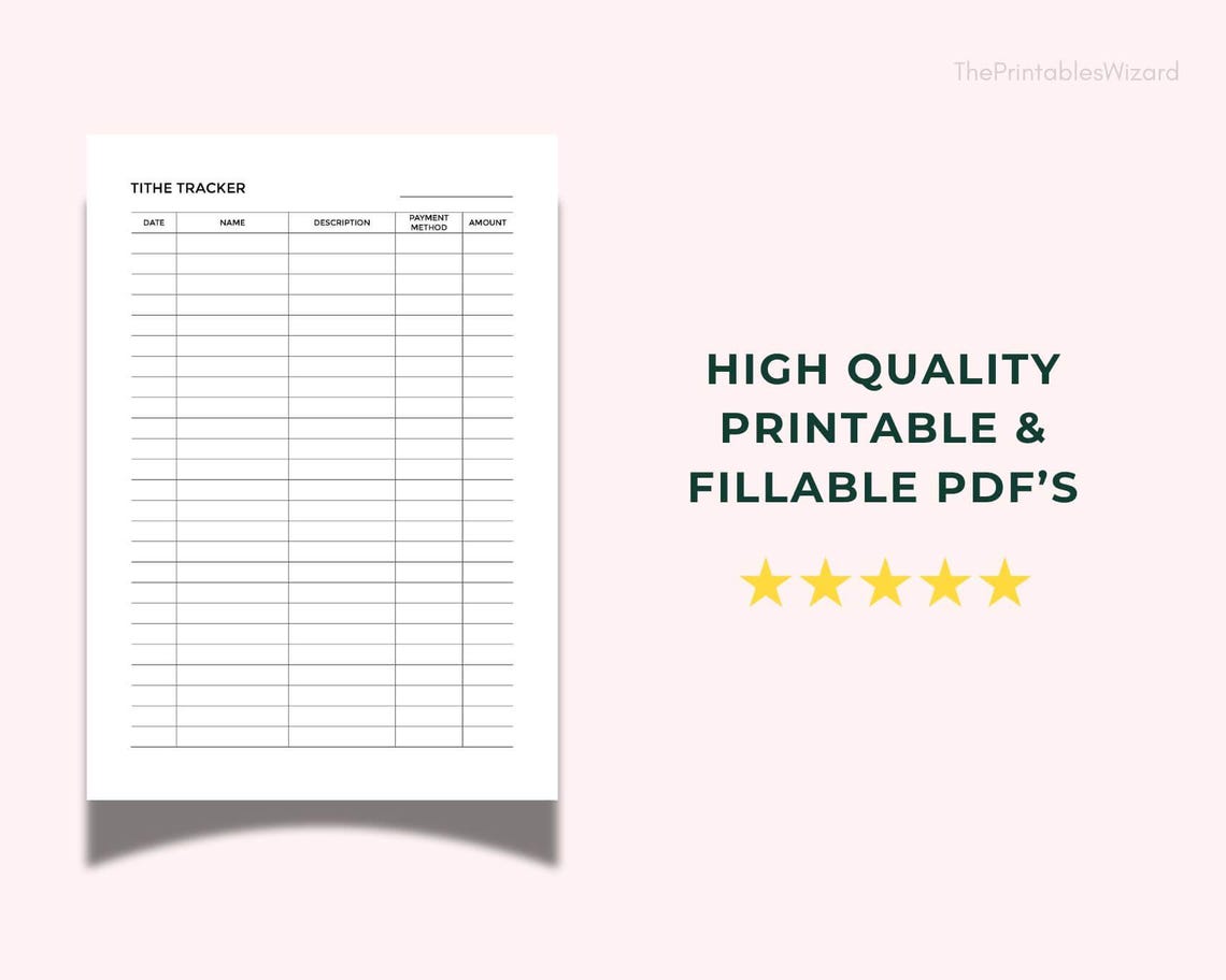 Simple Tithe and Offerings Tracker, Church Tithing Log and Record ...