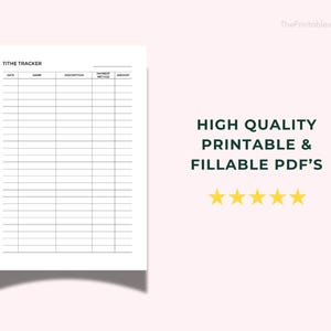 Simple Tithe and Offerings Tracker, Church Tithing Log and Record ...