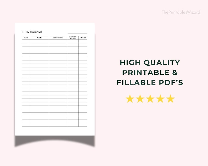 Simple Tithe and Offerings Tracker, Church Tithing Log and Record ...