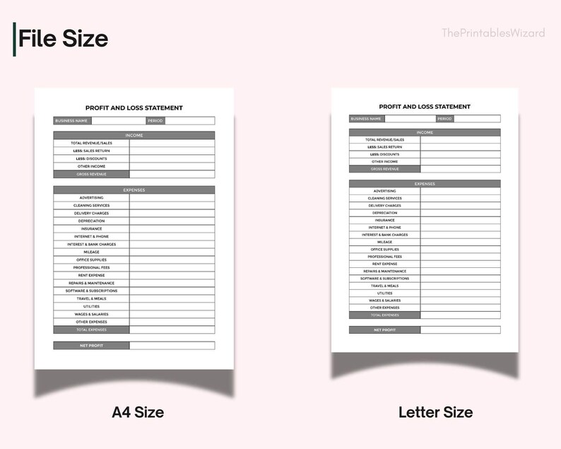 Profit and Loss Statement Template, Small Business Income Statement ...
