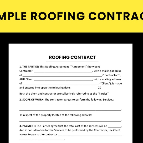 Roofing Contract - Etsy