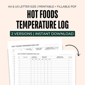 Printable Hot Food Temperature Log Sheet. Digital Download PDF Template ...