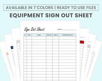 Printable Equipment Use Sign Out Sheet for Equipment Borrowing Dates ...