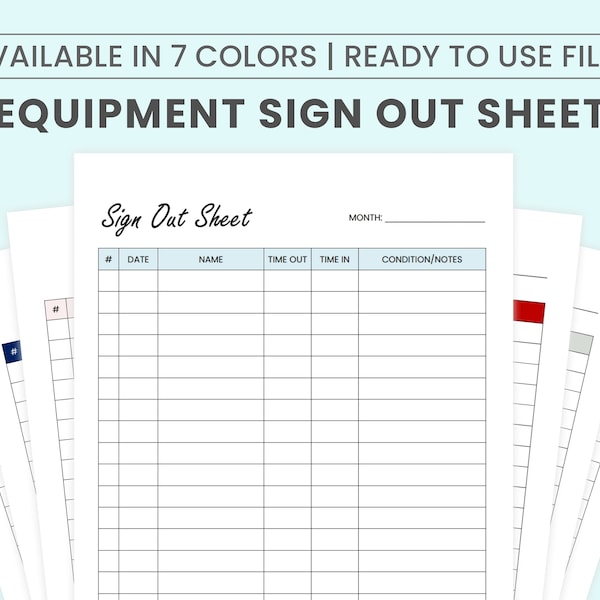 Sign Out Sheet - Etsy