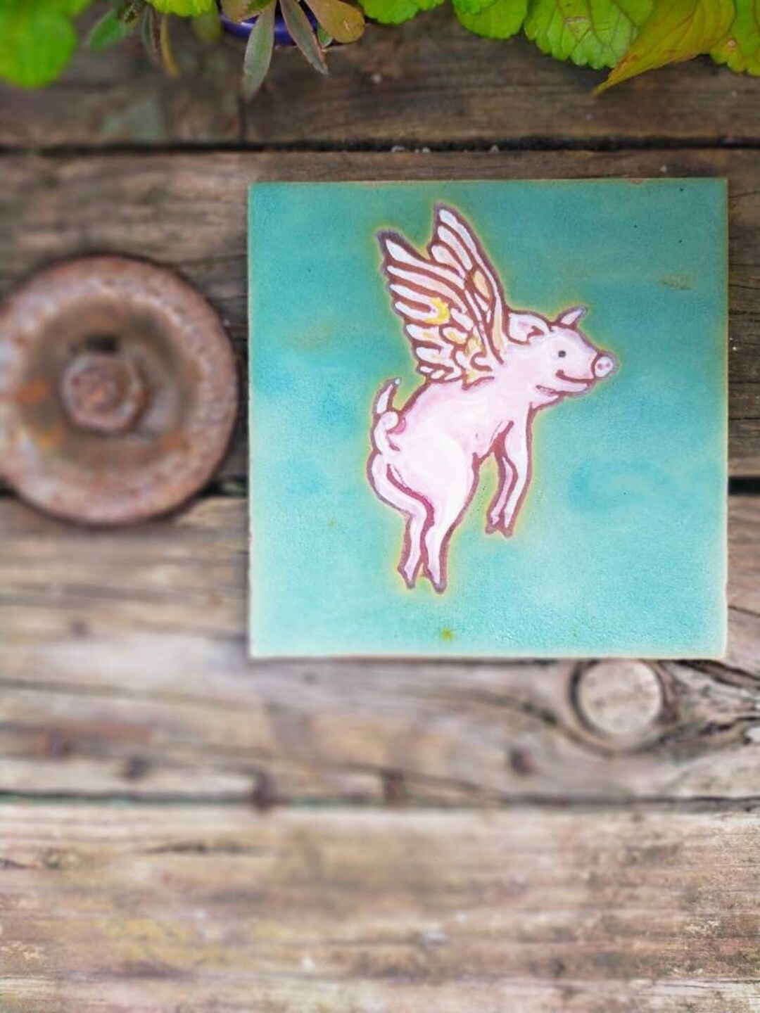 Piglet. Hand-painted Tile. Wall Art. Ceramic for Framing. Unique Piece ...