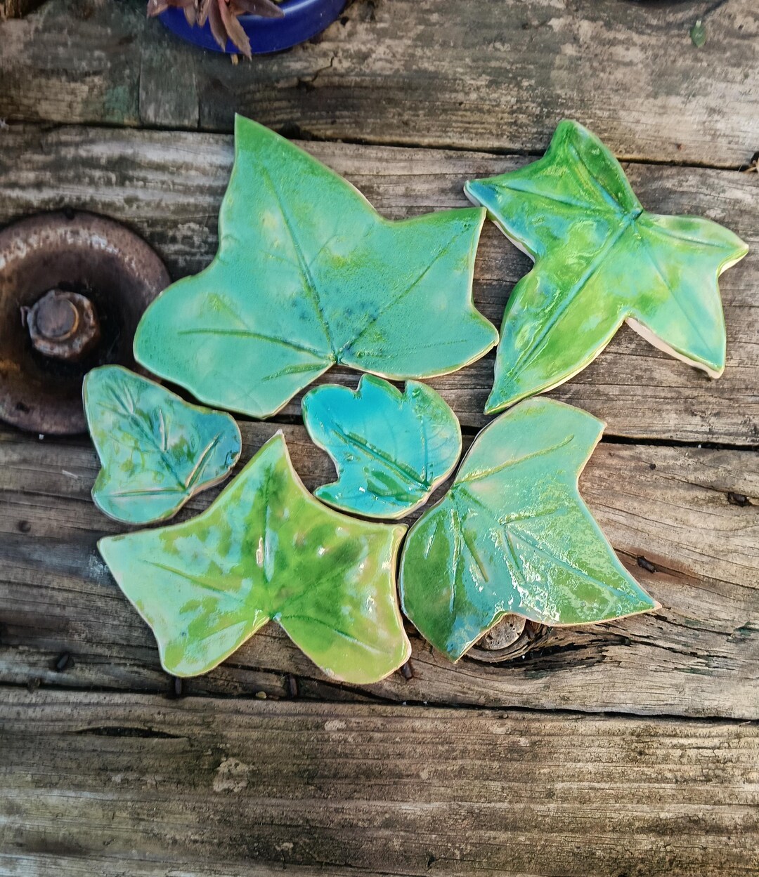 Ivy Leaves. Handmade Pieces for Mosaics or Decoration. Unique Pieces ...