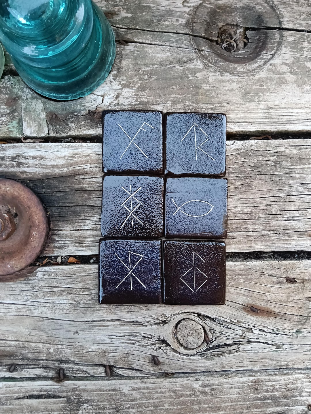 Ceramic Magnets With Engraved Symbols of Love, Protection, Health, Good ...