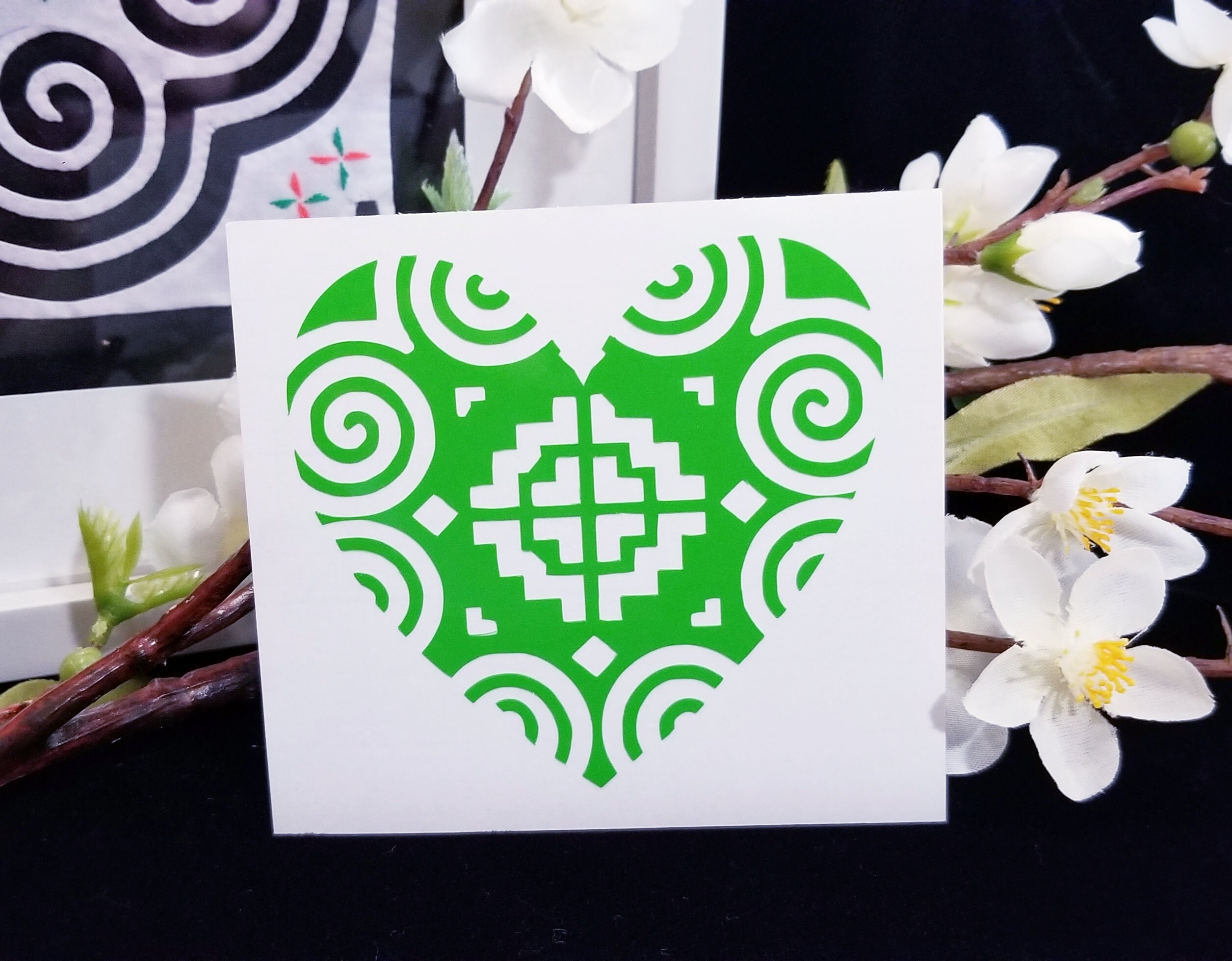 Heart Shaped Hmong Elephant Print Permanent Vinyl Decals - Etsy