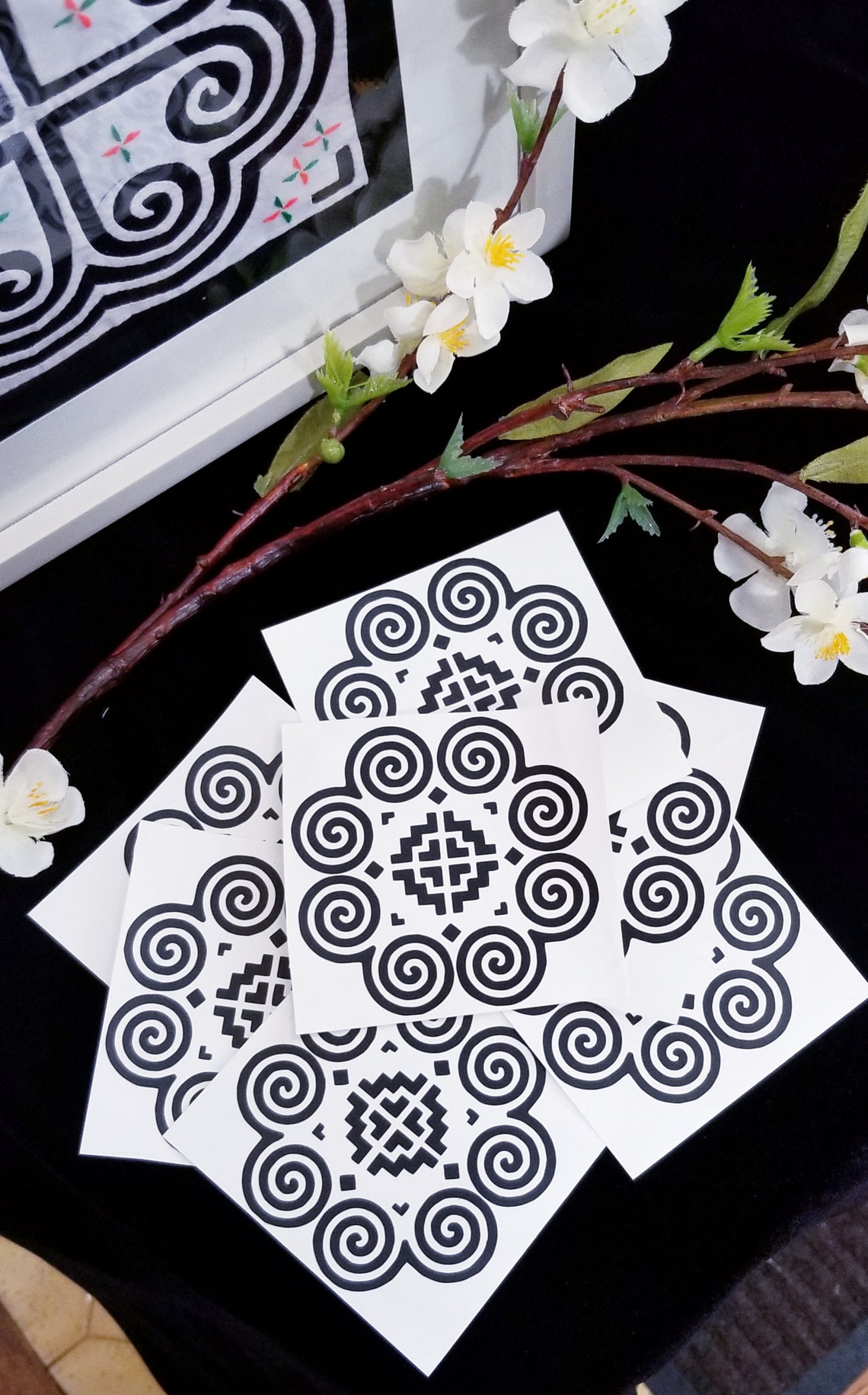 Squared Hmong Elephant Print Vinyl Decalcs - Etsy